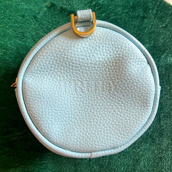 TRULY | Bags | Truly Beauty Baby Blue Faux Pebbled Leather Mini Zip ...
